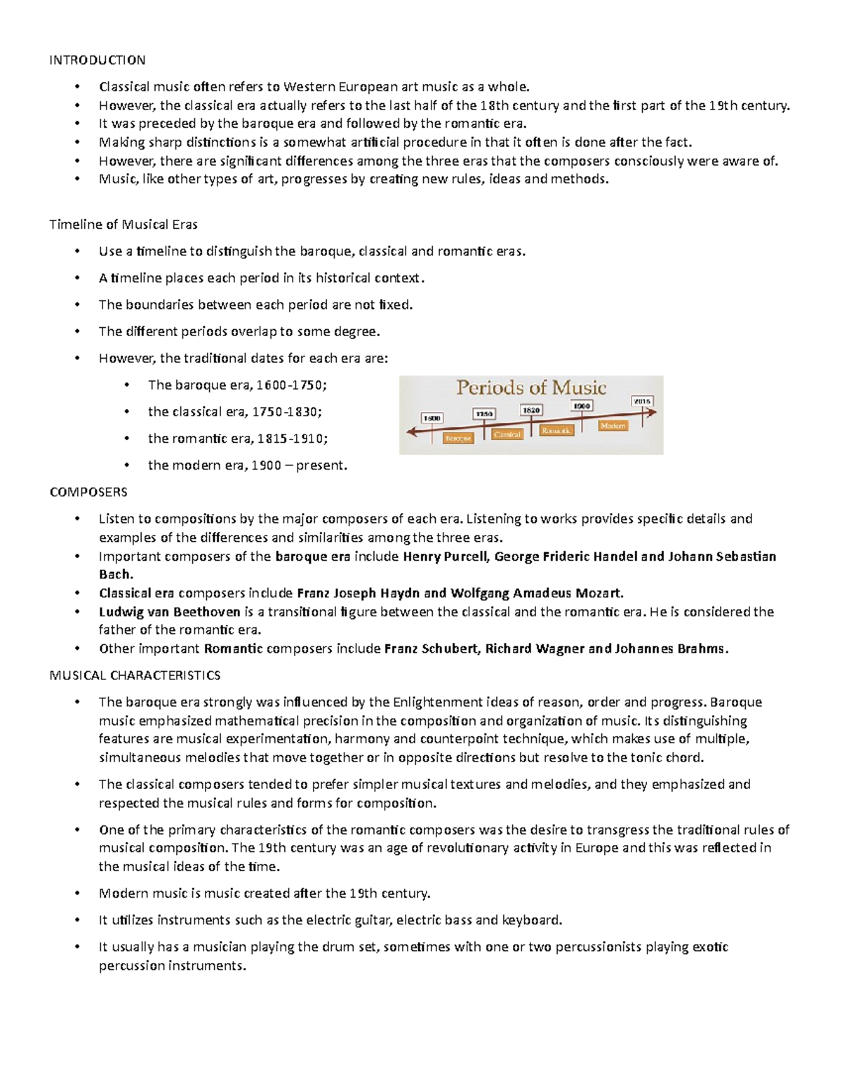 Musical Eras - INTRODUCTION Classical music oten refers to Western ...