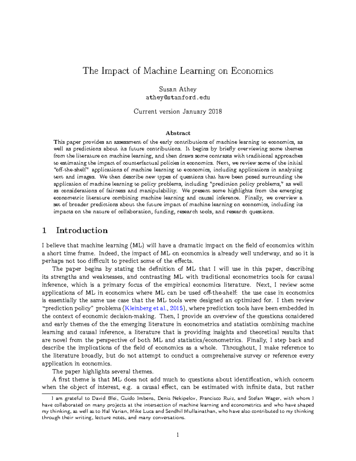 The impact of machine learning on Economics - The Impact of Machine ...