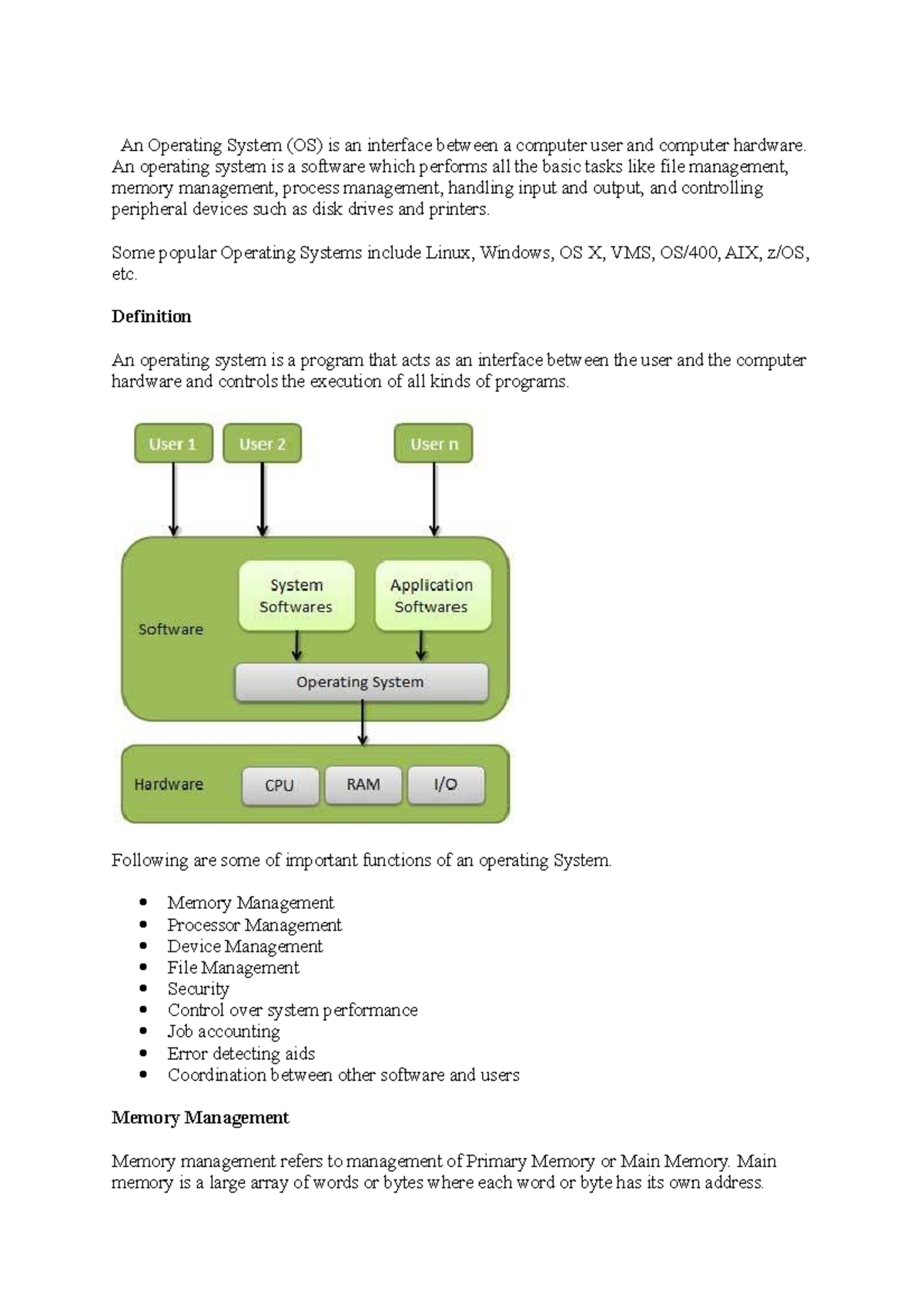 An Operating System(Weeek 2 Notes) - An Operating System (OS) is an ...