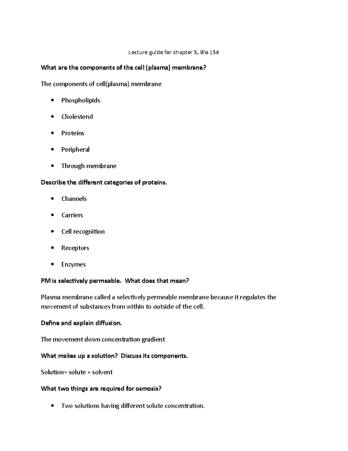 Lecture guide for chapter 5, bio 156 - Lecture guide for chapter 5, Bio ...