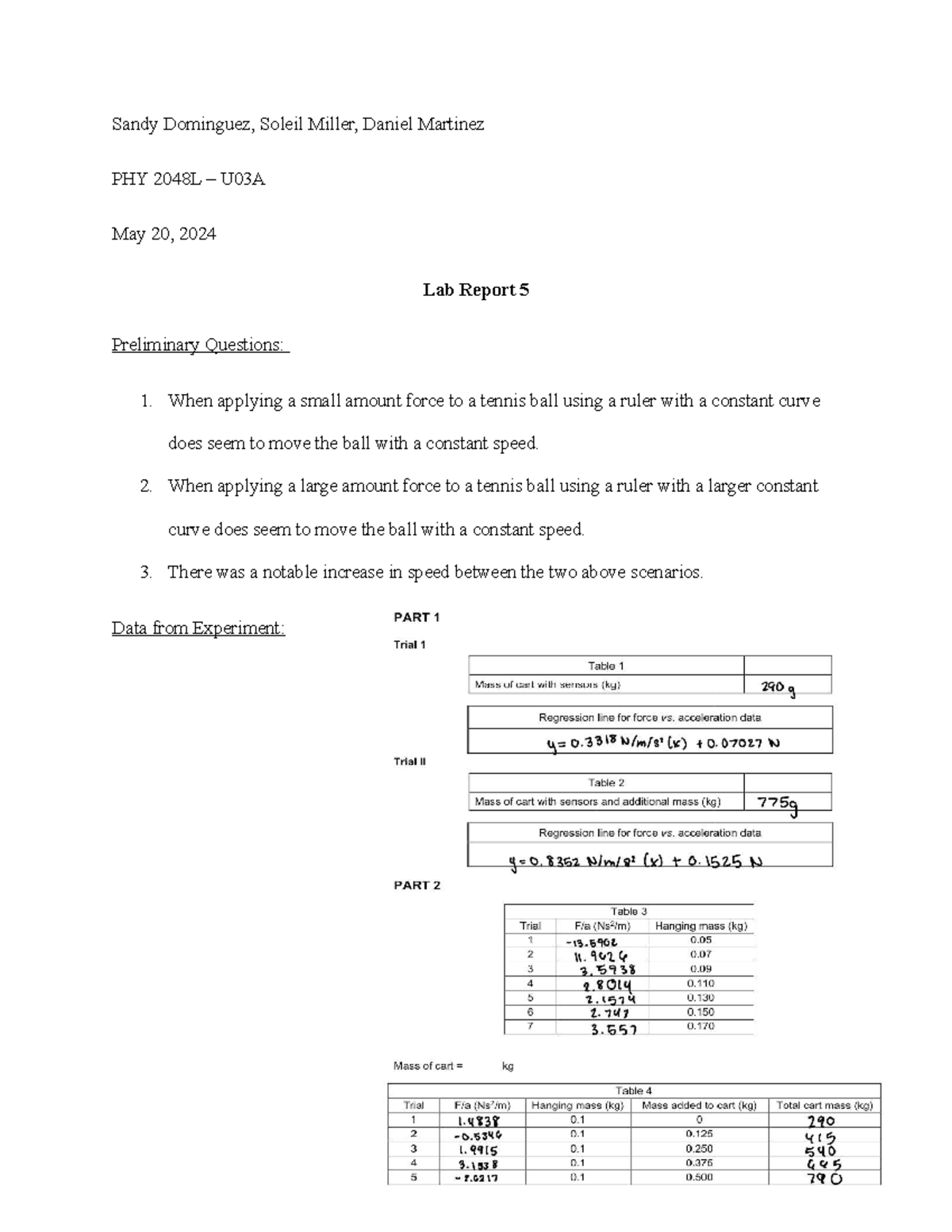 Lab Report 5 - PHY2048L - Sandy Dominguez, Soleil Miller, Daniel ...