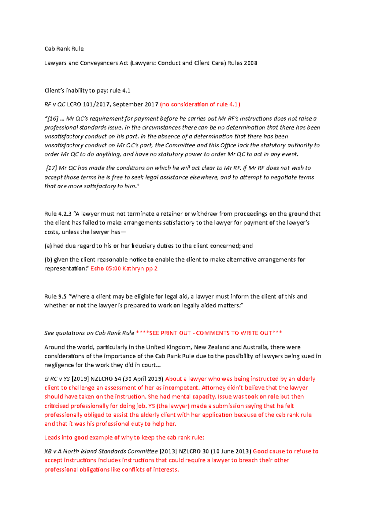 Laws 398 Lecture 2 Pp - Cab Rank Rule Lawyers and Conveyancers Act ...