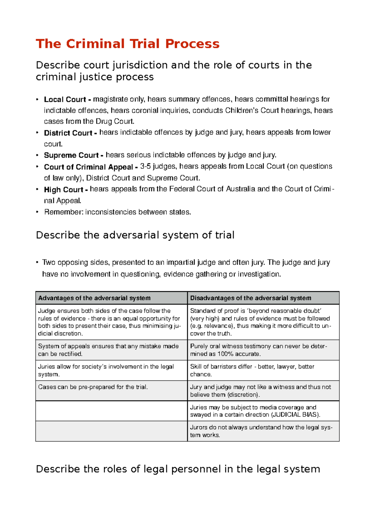 The Criminal Trial Process Legal Studies - The Criminal Trial Process ...