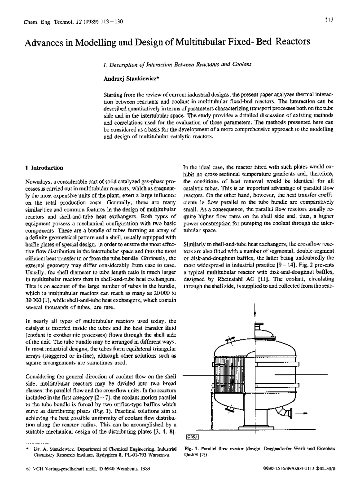 Advances in Modelling and Design of Multitubular Reactors - 113 Chem ...