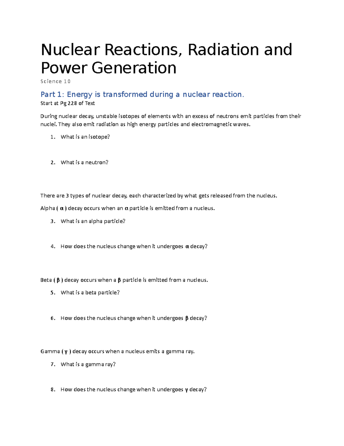 4.2 Nuclear Reactions and Radiation - Nuclear Reactions, Radiation and ...