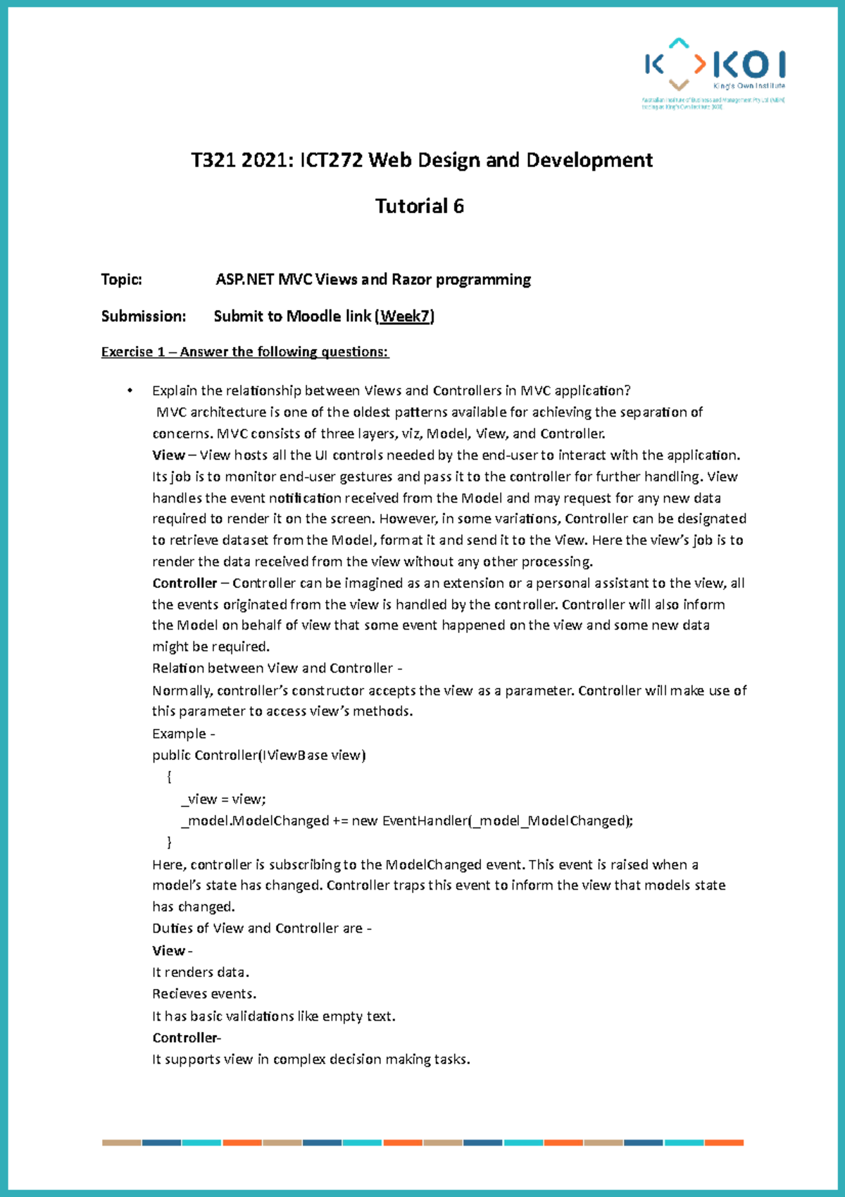 Turtoial 6 ICT272 T321 - helpful tutorial - T321 2021: ICT272 Web Design and Development ...