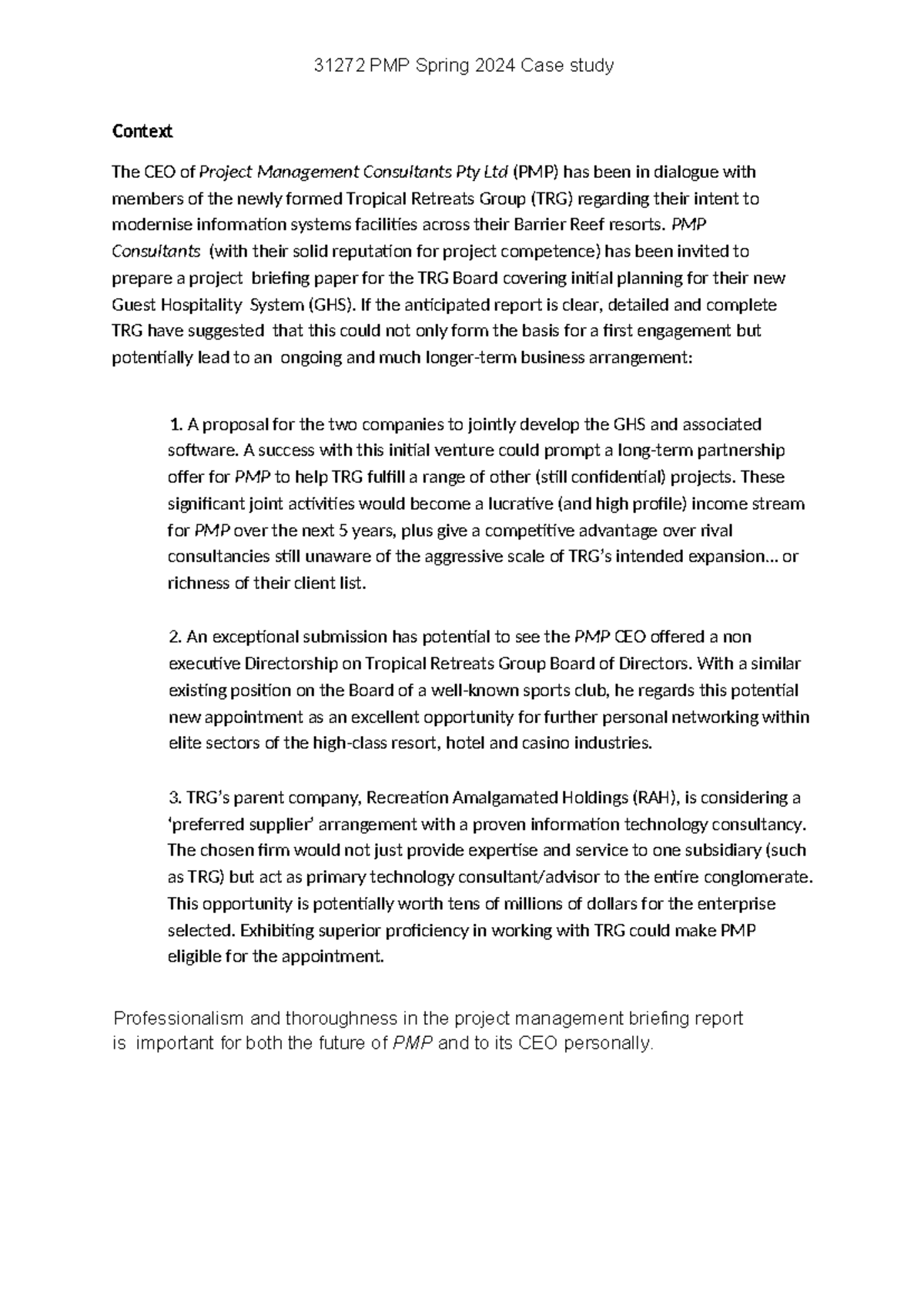 24S+PMP+TRG+case+study+v0 - 31272 PMP Spring 2024 Case study Context ...
