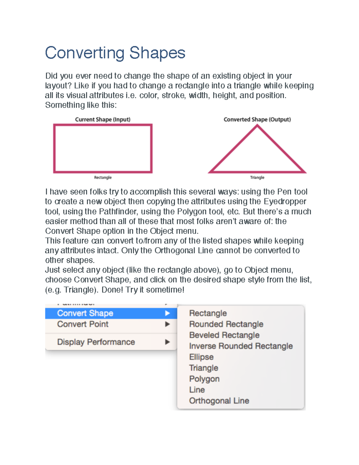 Converting Shapes - Converting Shapes Did you ever need to change the ...