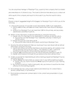 C206 WGU task 3 assignment - In this task, you will select and analyze an established company’s ...