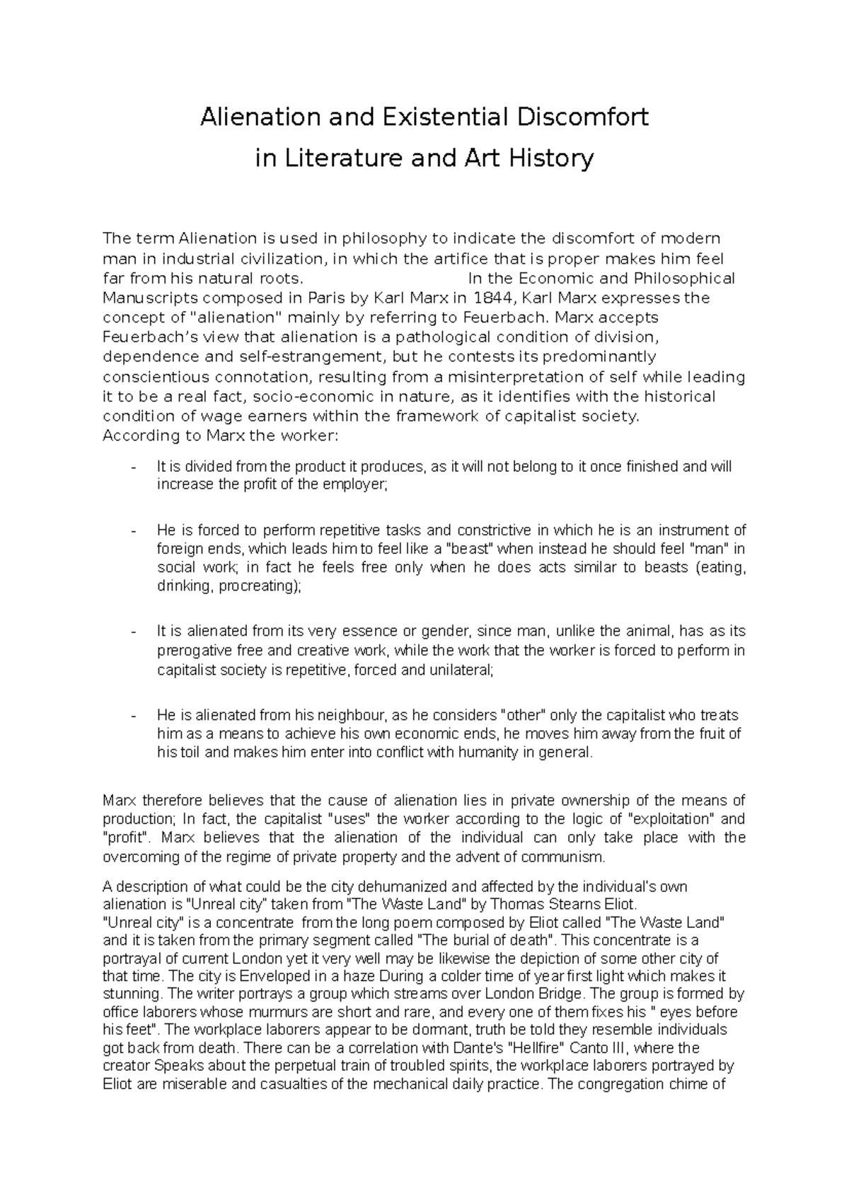 Alienation and Existential Discomfort - In the Economic and ...