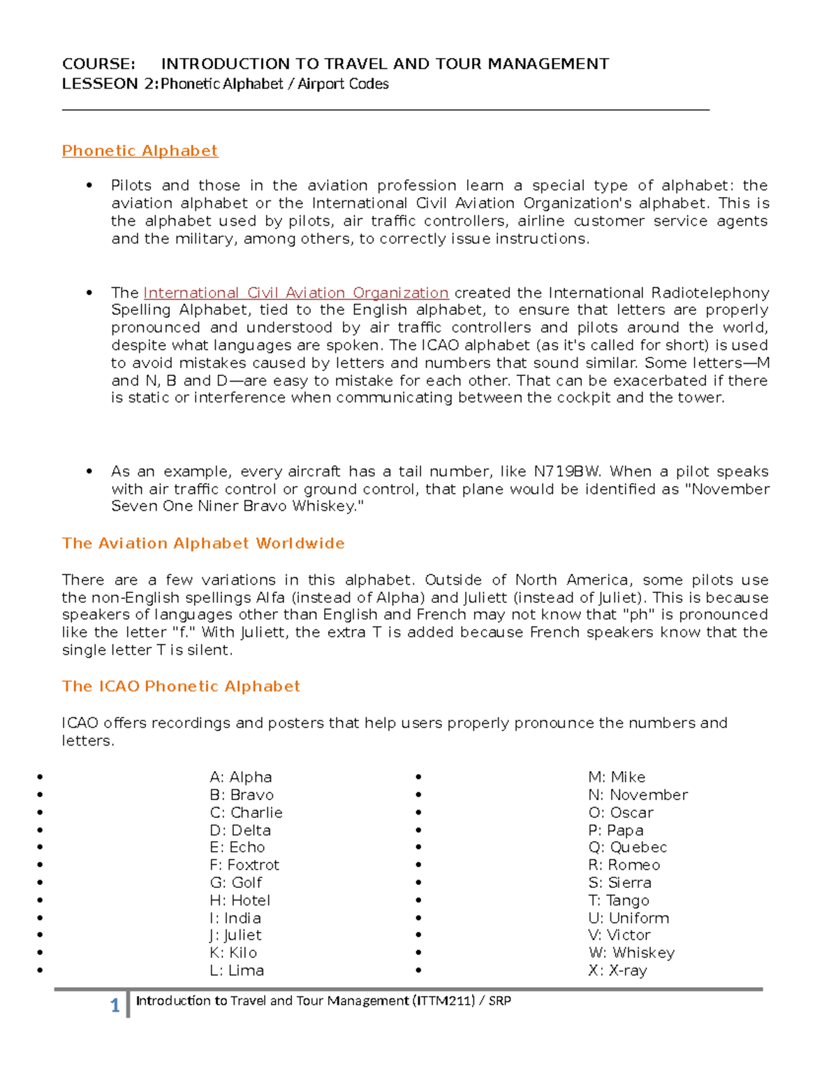 Lesson 2 ITTM - Lecture Notes - COURSE: INTRODUCTION TO TRAVEL AND TOUR ...