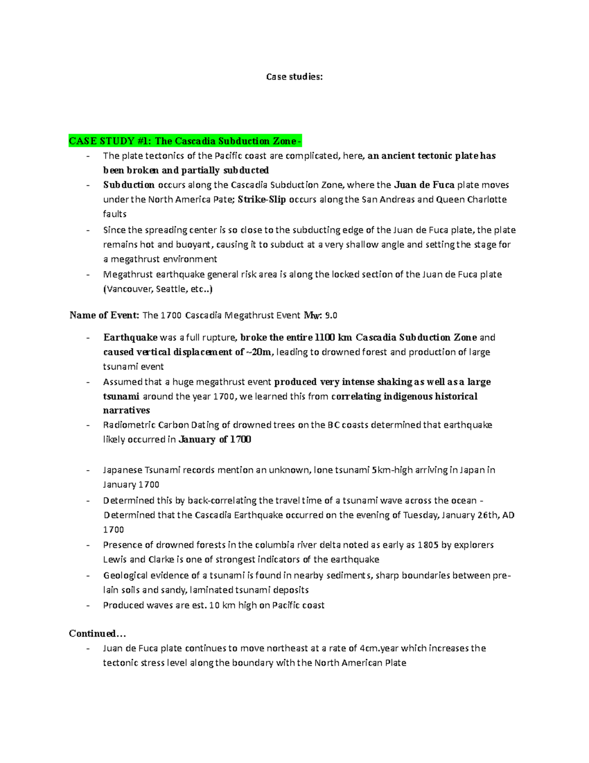 Case studies - lecture notes - Case studies: CASE STUDY #1: The ...