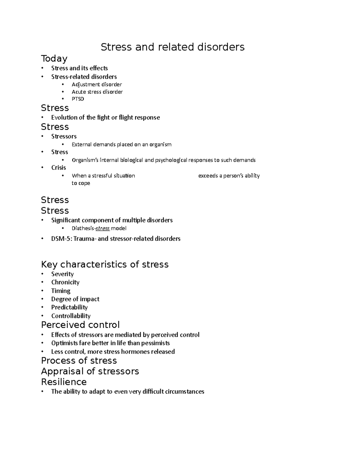 5 Stress and related disorders - student - Stress and related disorders ...
