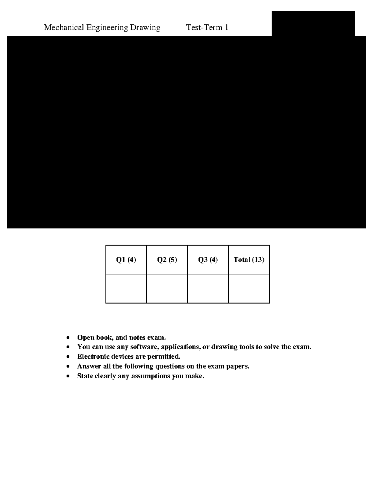 Mechanical engineering drawing - Test Term 1 - Gina Cody Faculty of ...