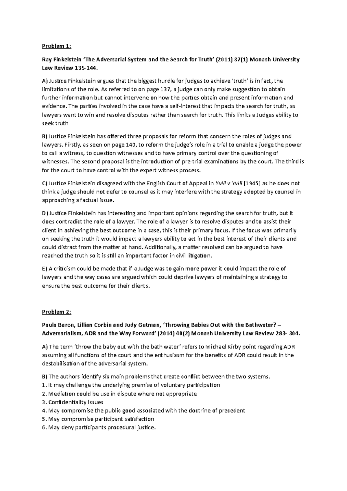 Week 2 Problem - Tute work question answers. - Problem 1: Ray ...