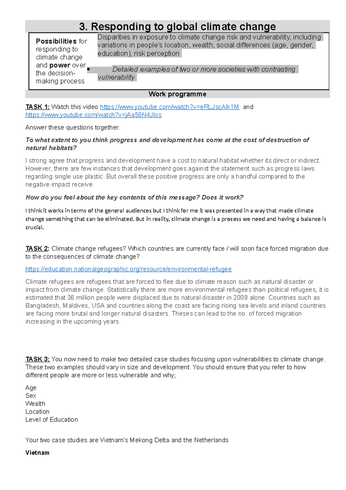 Responding to global climate change - student copy - 3. Responding to ...