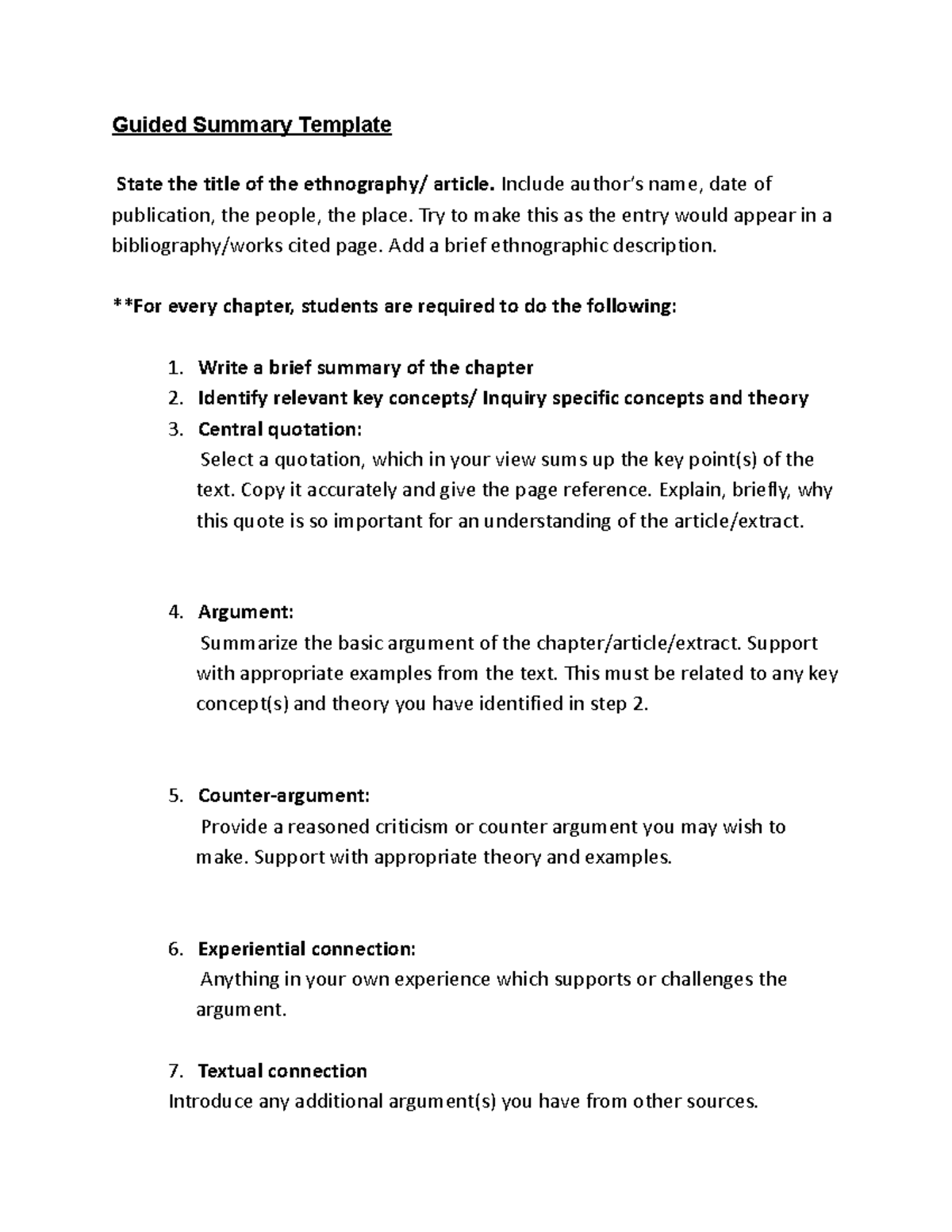 Guided Summary Template - Guided Summary Template State the title of ...