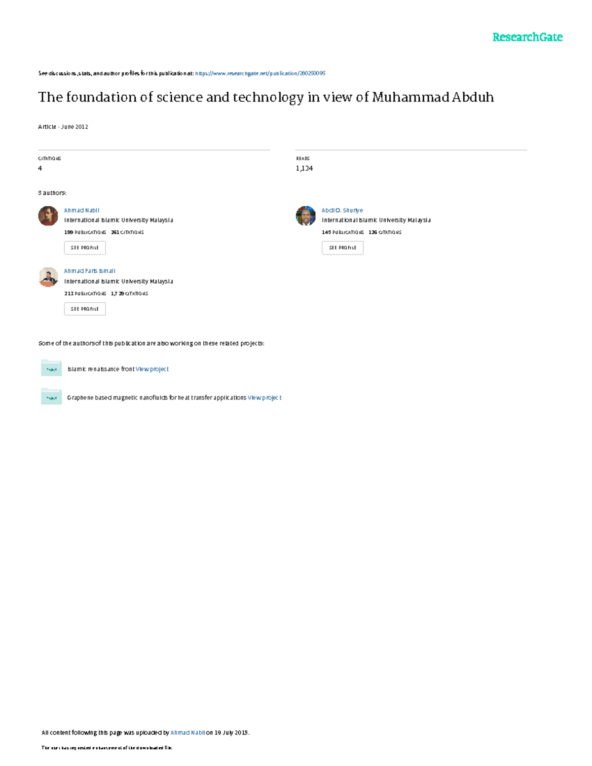 161956875 Muhammad Abduh The Foundation of Science and Technology in ...