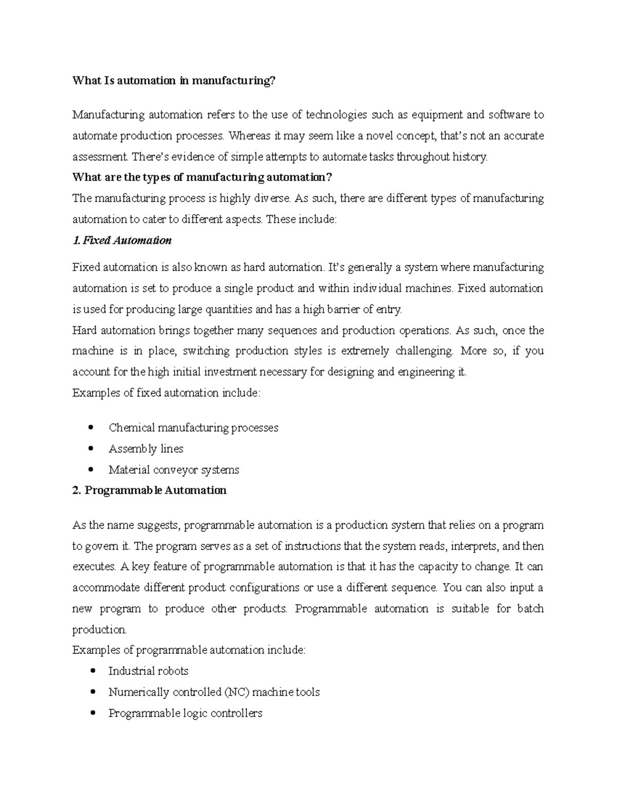 UNIT-5 - What Is automation in manufacturing? Manufacturing automation ...
