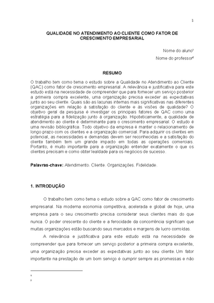 Modelo de TCC Estacio de Sa - FACULDADE ESTÁCIO DE SÁ DE CIDADE TAL ...