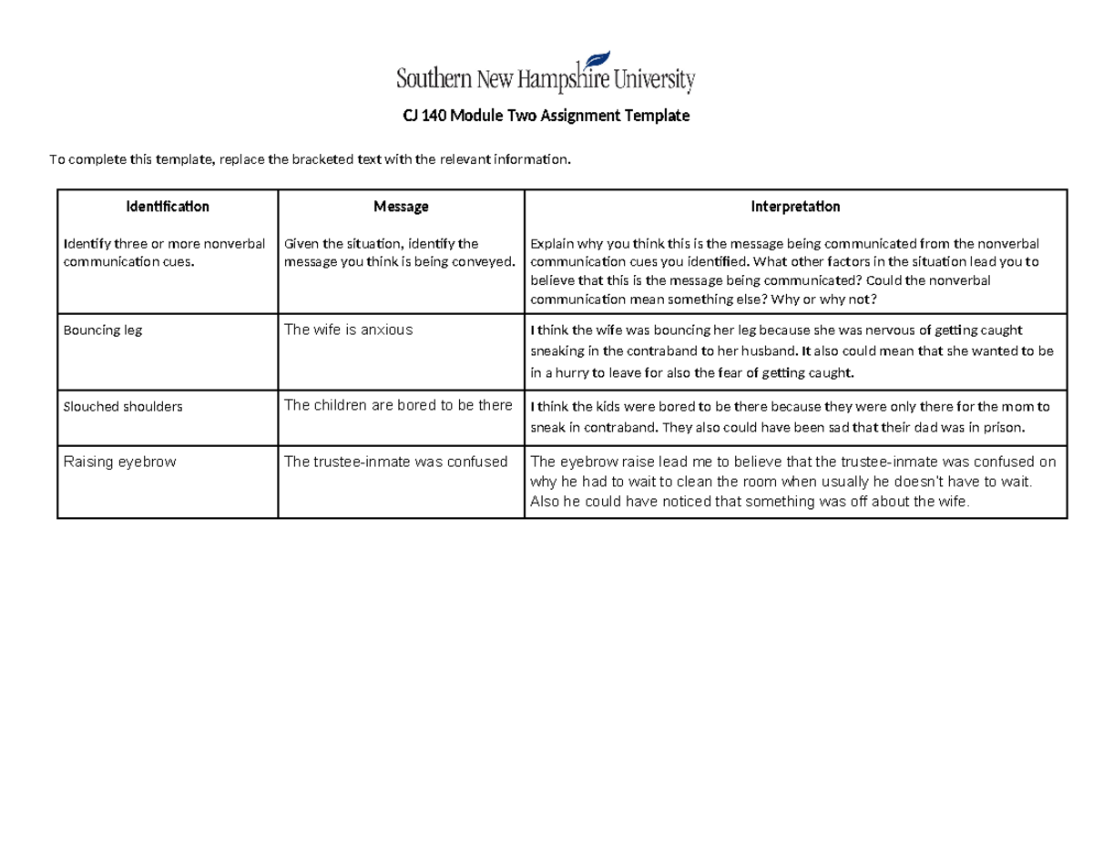 Assignment 2 jalecia marcano - CJ 140 Module Two Assignment Template To ...