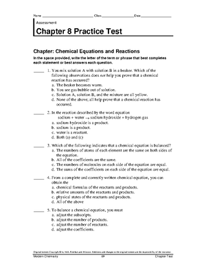 Chapter 8 Test with Answer Key - Original content Copyright © by Holt ...