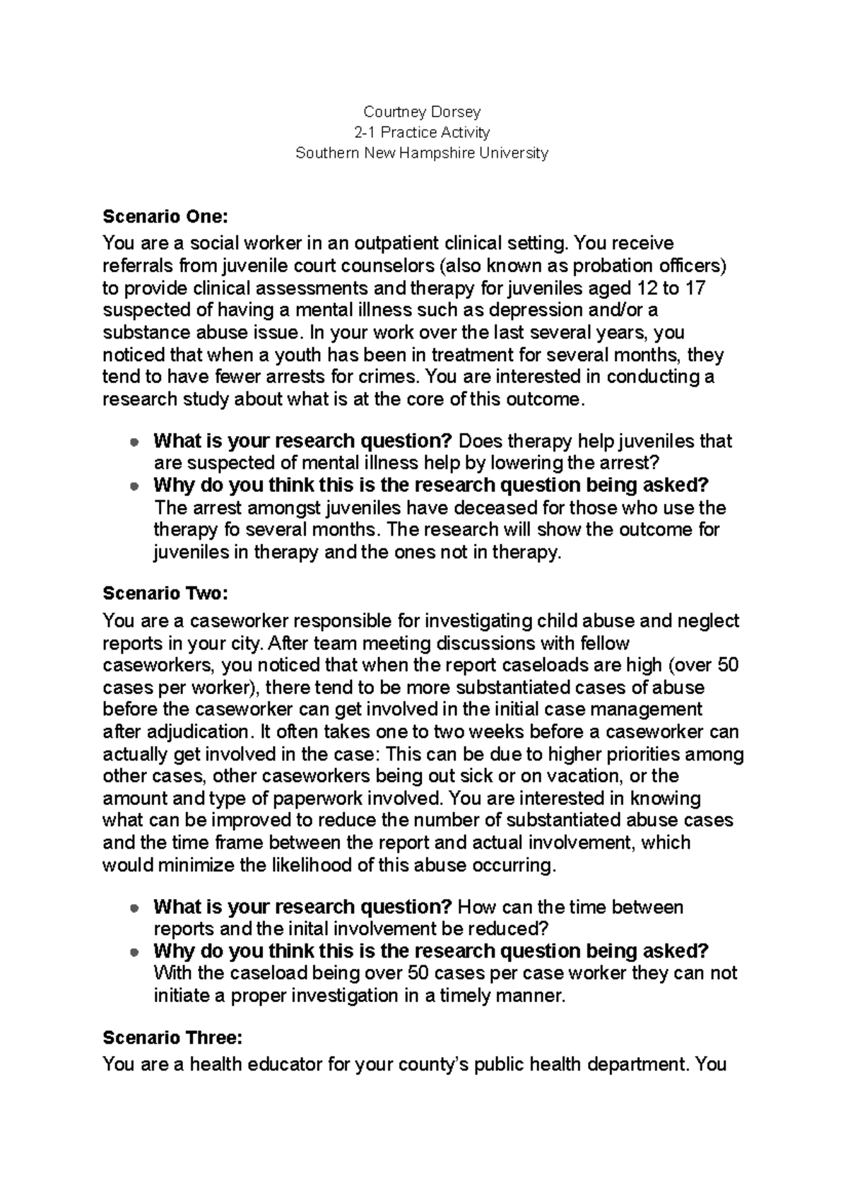 Scs 285 2-1 - scs 285 2-1 .docx - Courtney Dorsey 2-1 Practice Activity ...