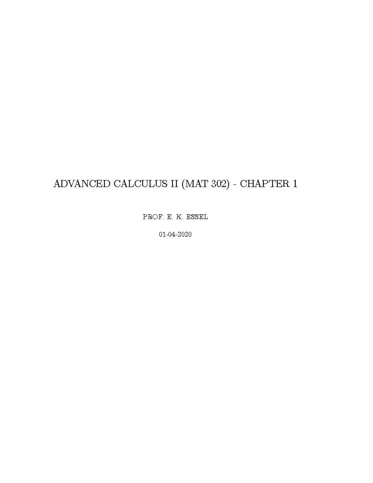 MAT 302 chap 01 - notes - ADVANCED CALCULUS II (MAT 302) - CHAPTER 1 ...