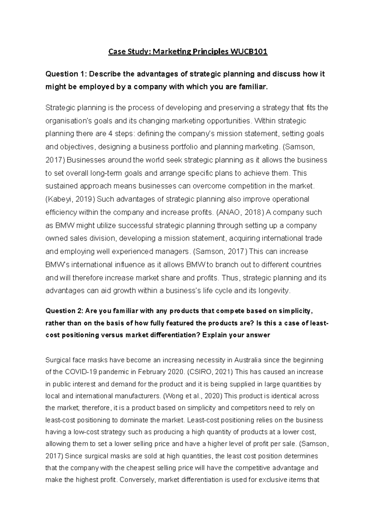 Marketing Principles Case Study - Case Study: Marketing Principles WUCB ...
