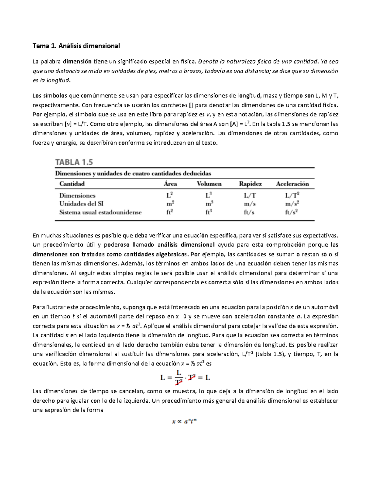 Análisis dimensional - Clase - Tema 1. An·lisis dimensional La palabra dimensiÛn tiene un - Studocu
