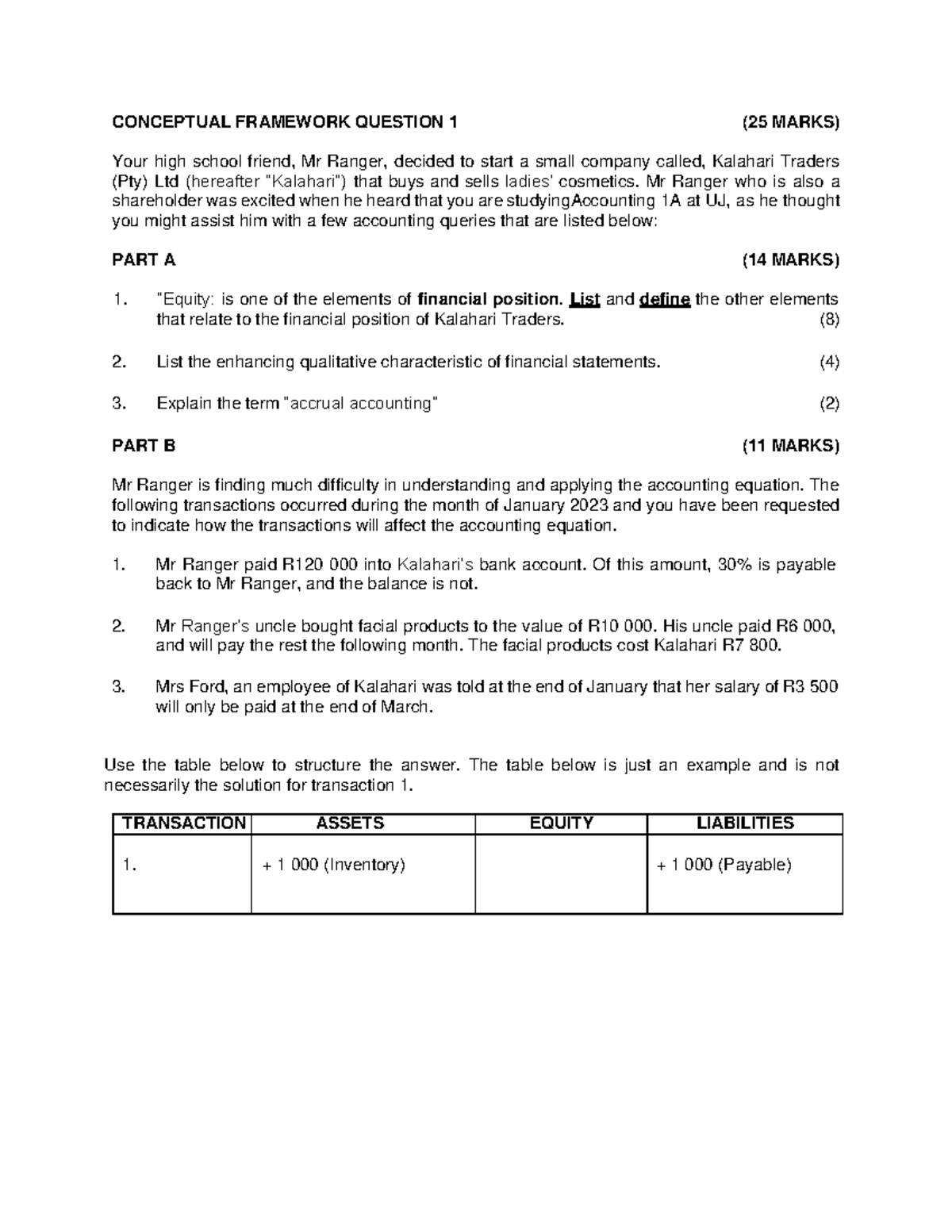 Conceptual Framework Q1 - CONCEPTUAL FRAMEWORK QUESTION 1 (25 MARKS ... Conceptual Framework Q1 - CONCEPTUAL FRAMEWORK QUESTION 1 (25 MARKS ...