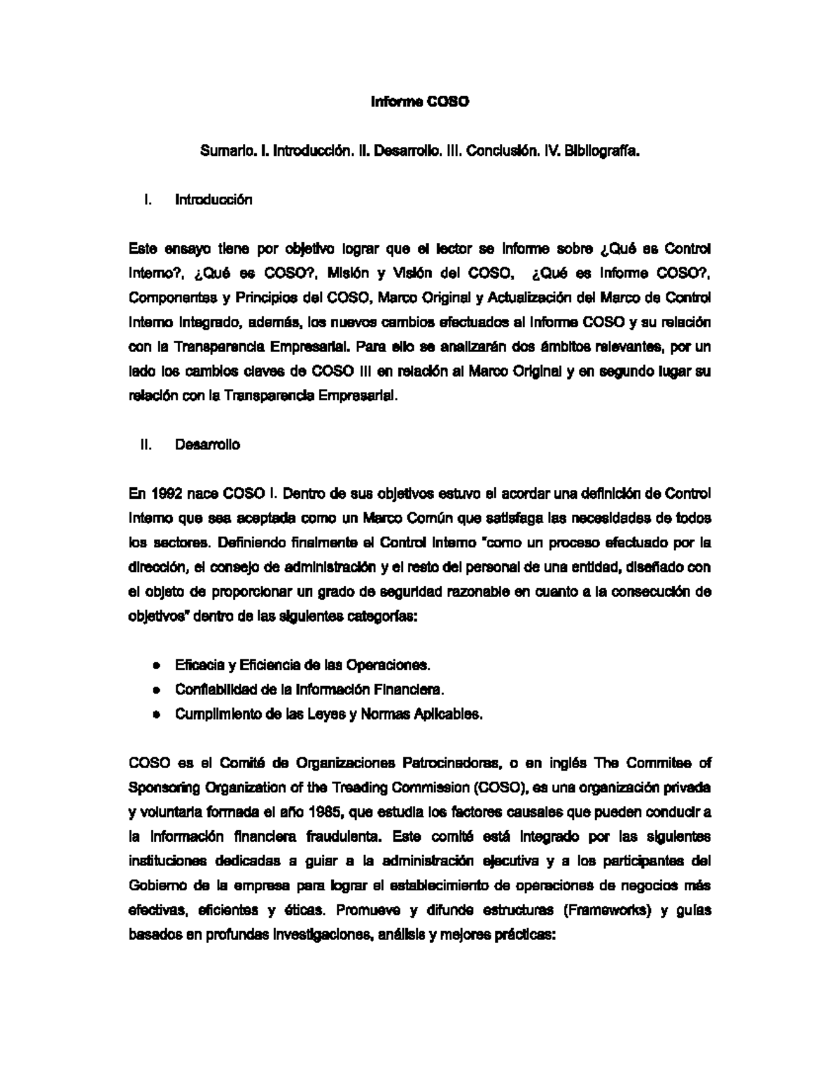 Informe COSO - Contabilidad - Studocu