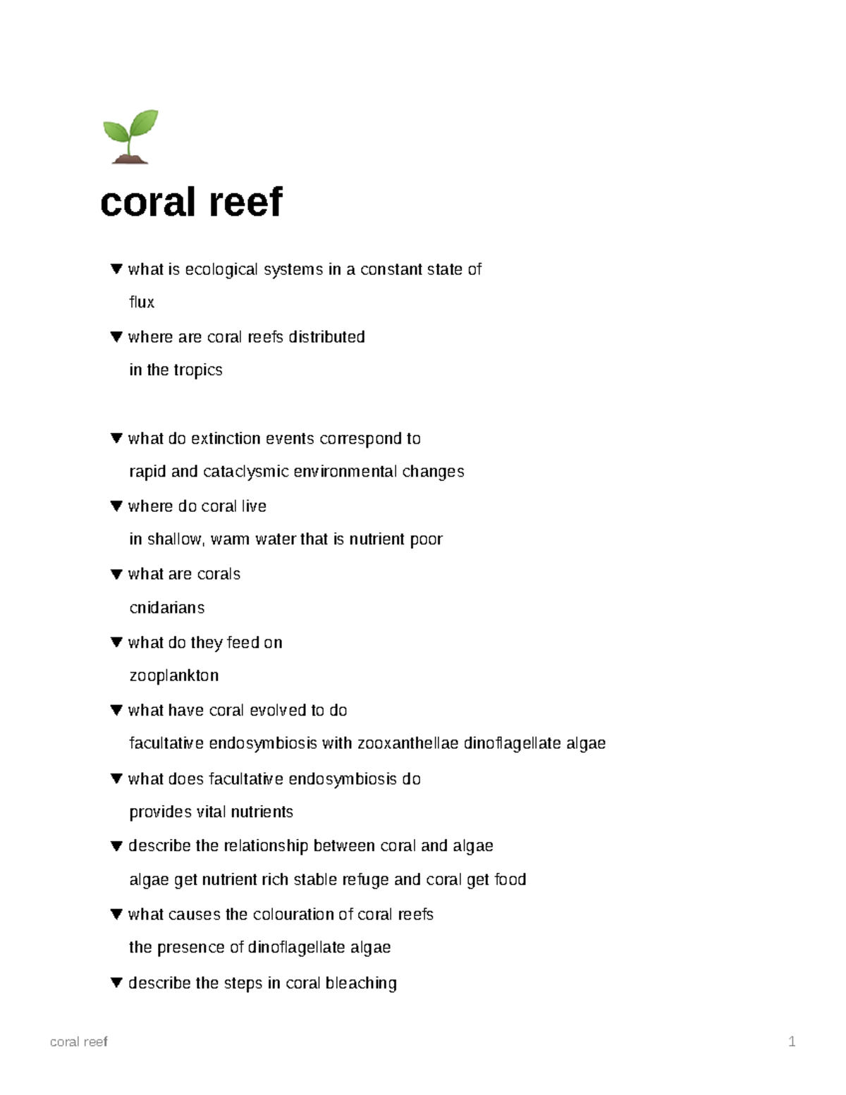 Coral reef - Lecture notes 4 - BIOL2039 - Studocu