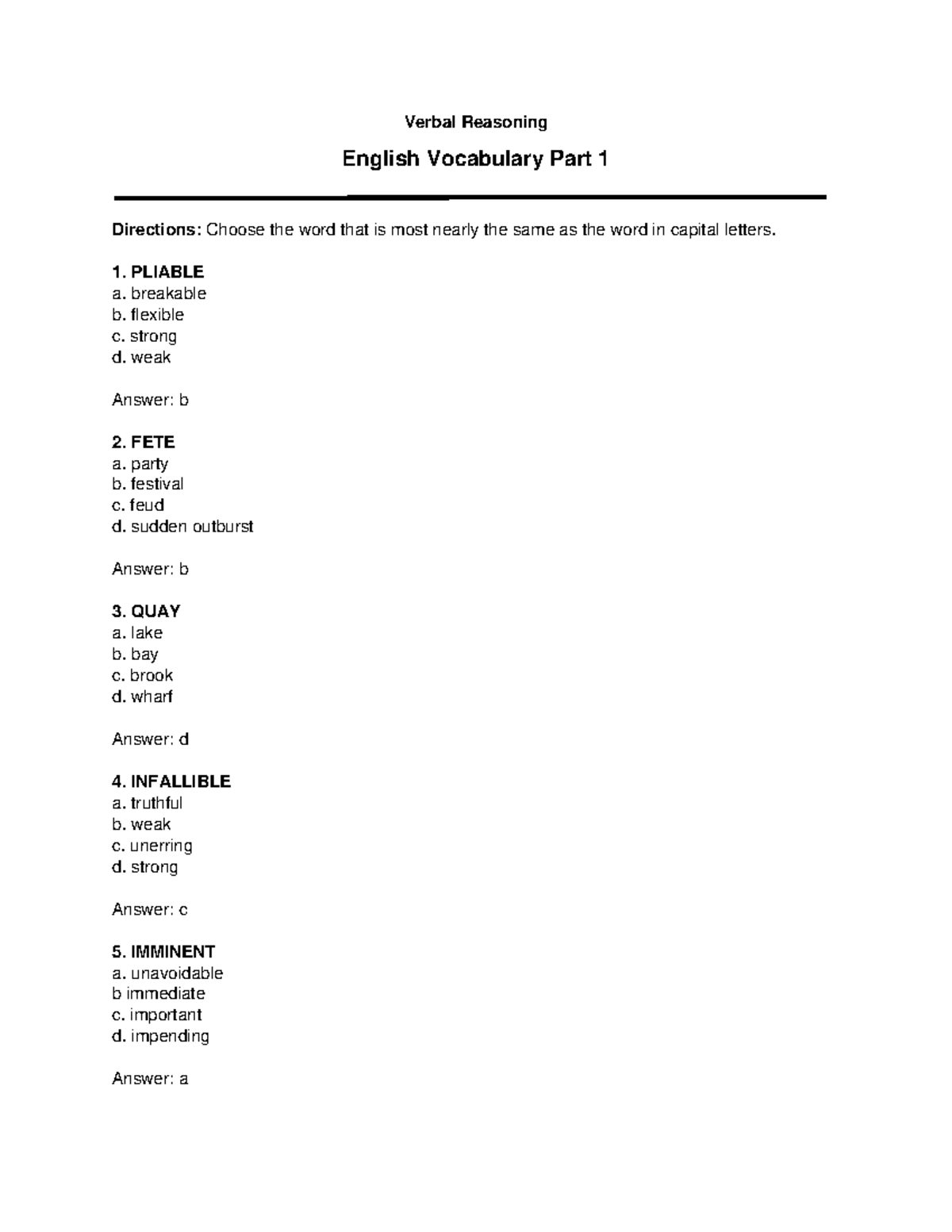 Verbal Reasoning Part 1 - Verbal Reasoning English Vocabulary Part 1 ...