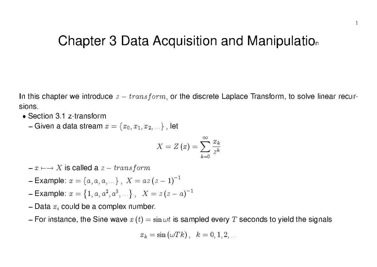 Lecture notes, lecture 3 - 1 Chapter 3 Data Acquisition and ...