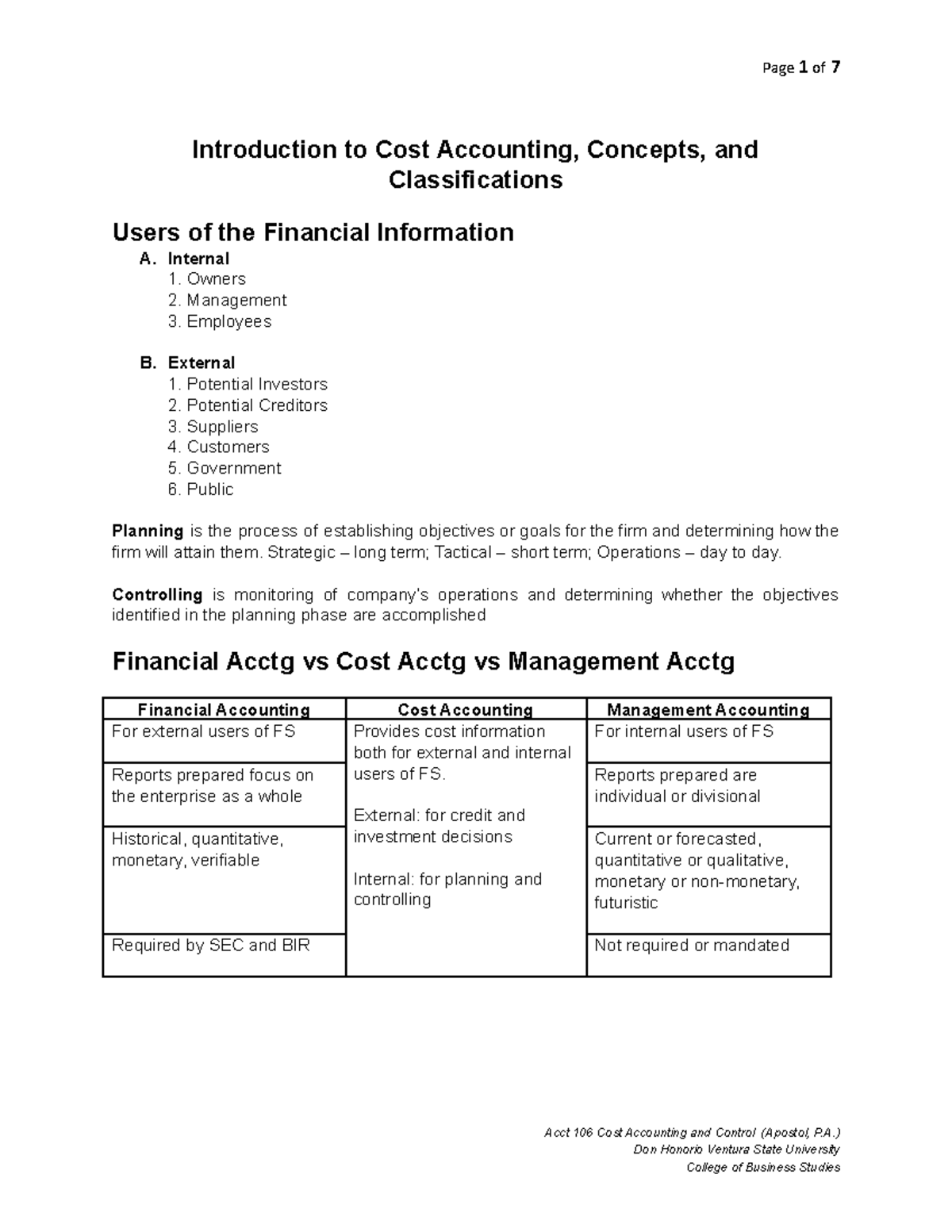 I.1 Introduction to Cost Accounting - Introduction to Cost Accounting ...
