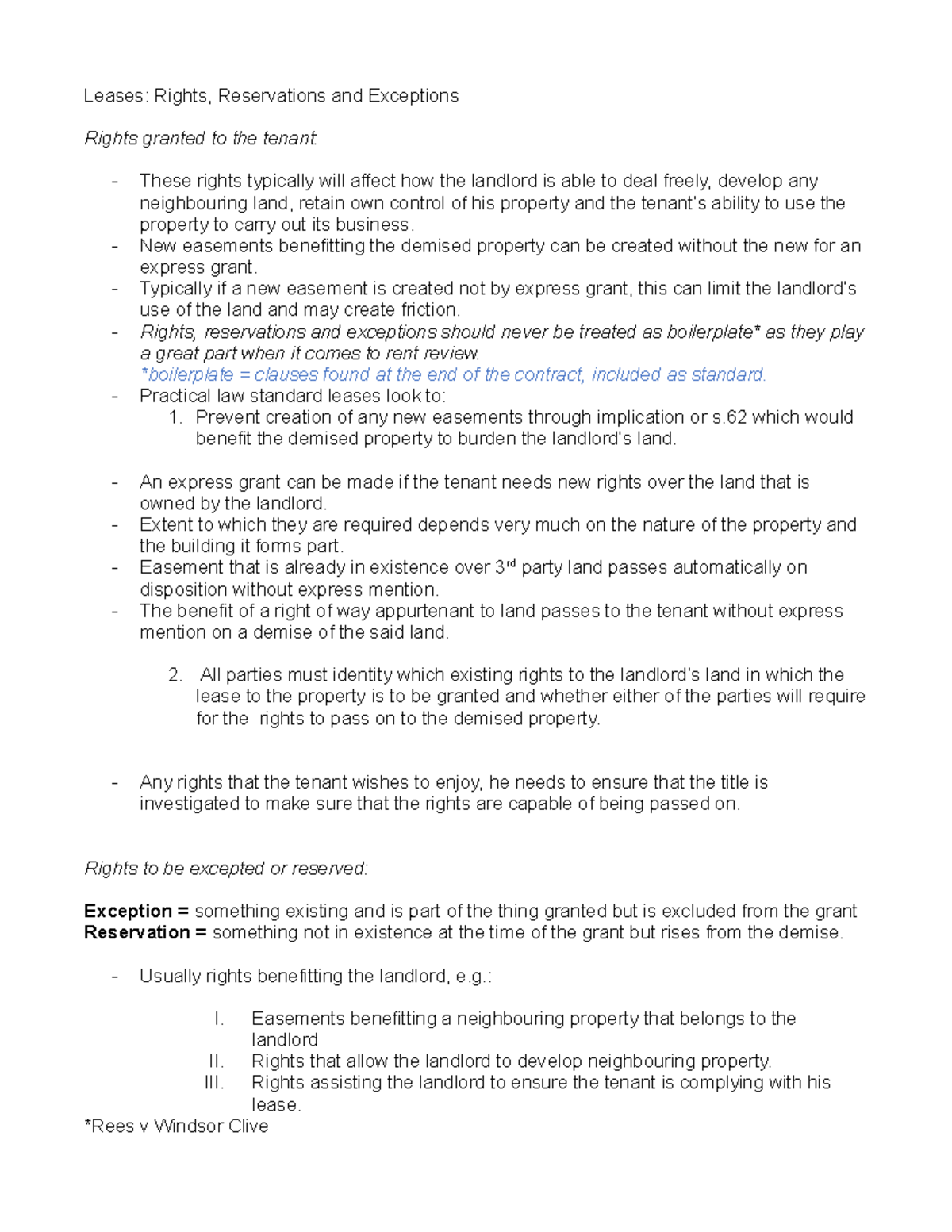 Notes on Leases and the various ways they can be assigned. - Leases ...