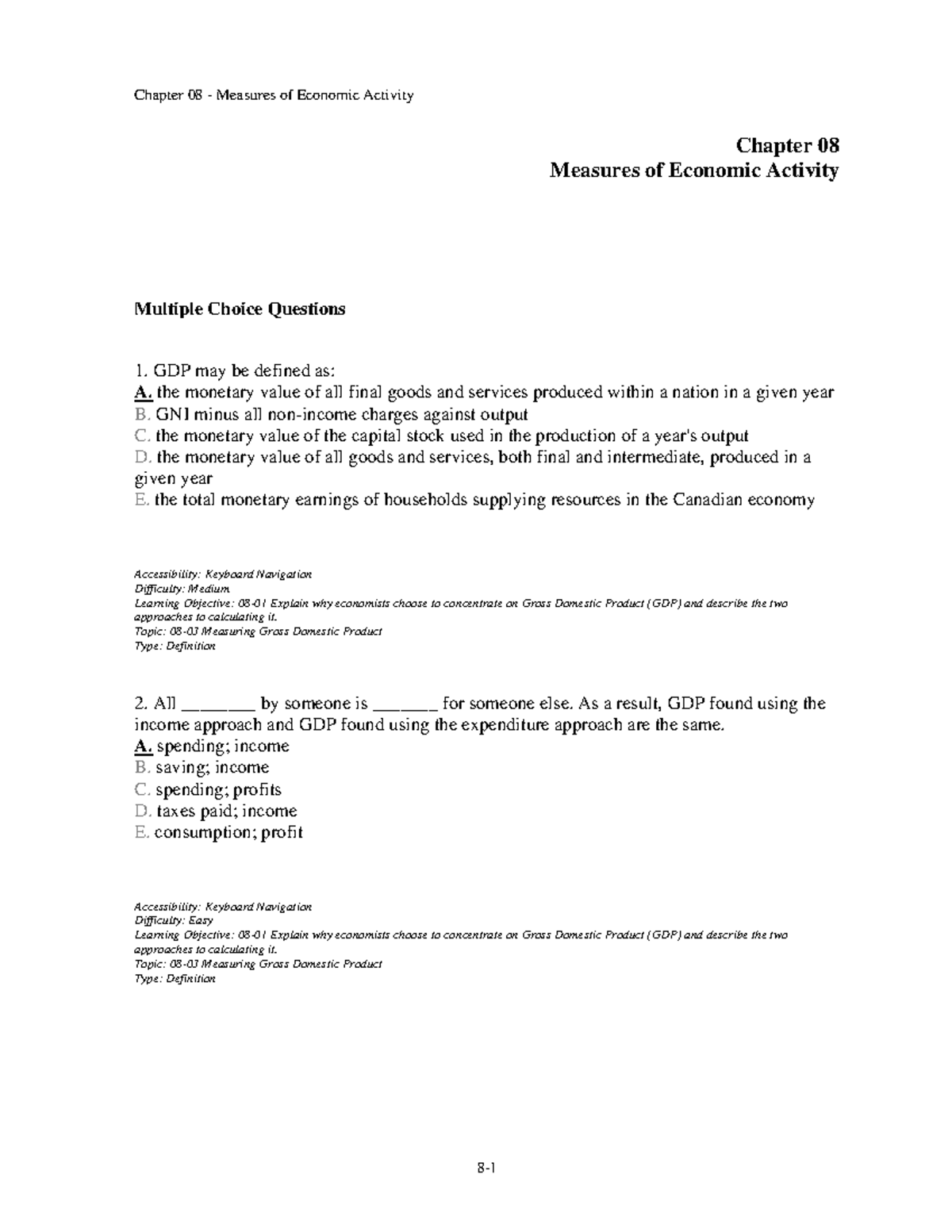 Chap008 - Understanding Economics - test - Chapter 08 Measures of ...