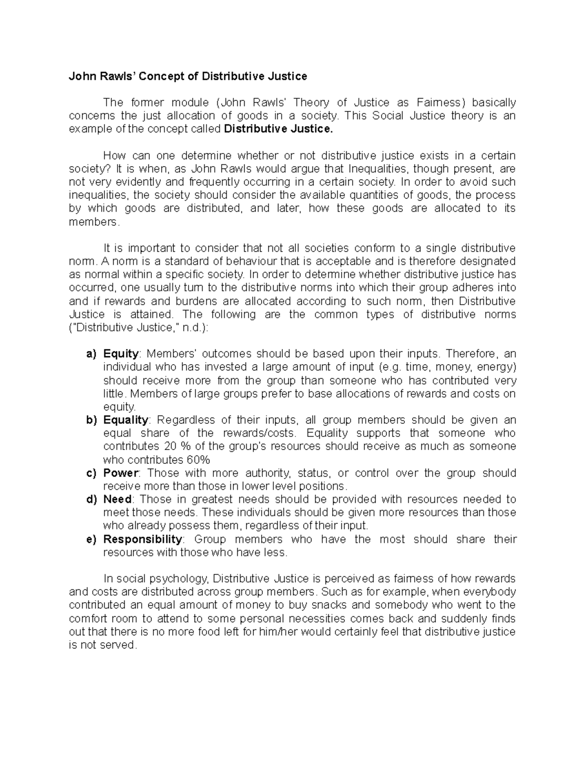 John-Rawls - John-Rawls - John Rawls’ Concept of Distributive Justice ...