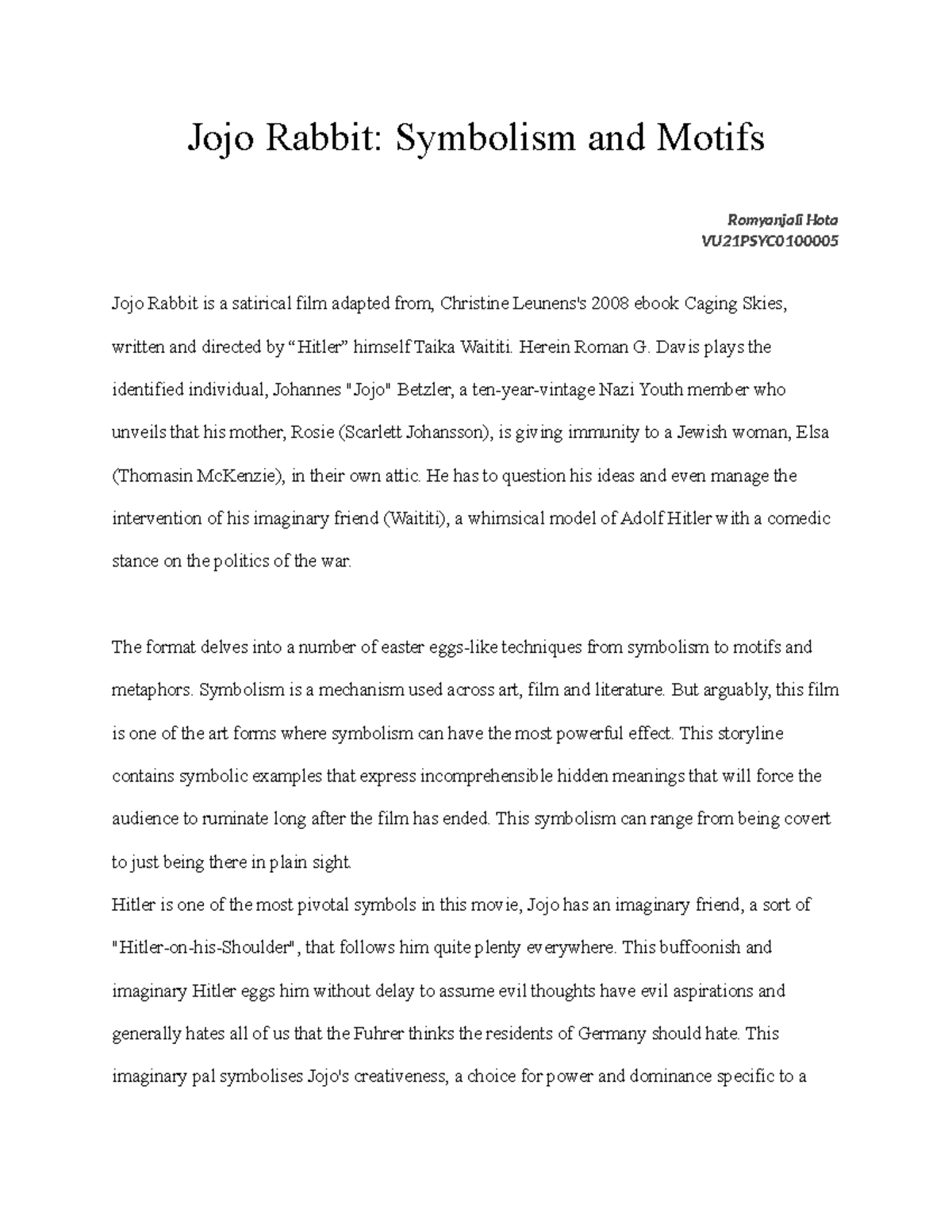 Jojo Rabbit Symbolism and Motifs - Jojo Rabbit: Symbolism and Motifs ...