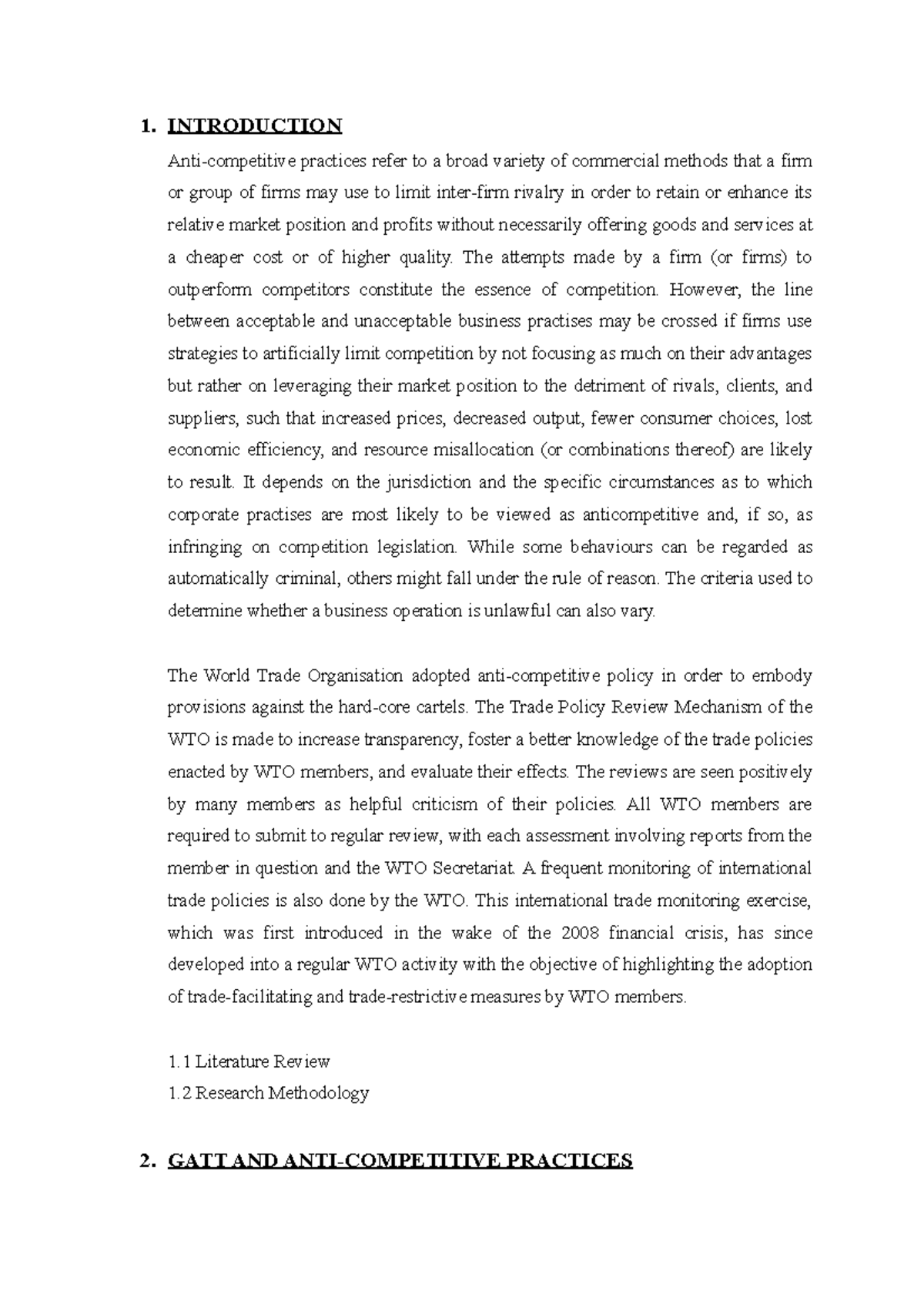 Competition LAW - competitive practices - 1. INTRODUCTION Anti ...