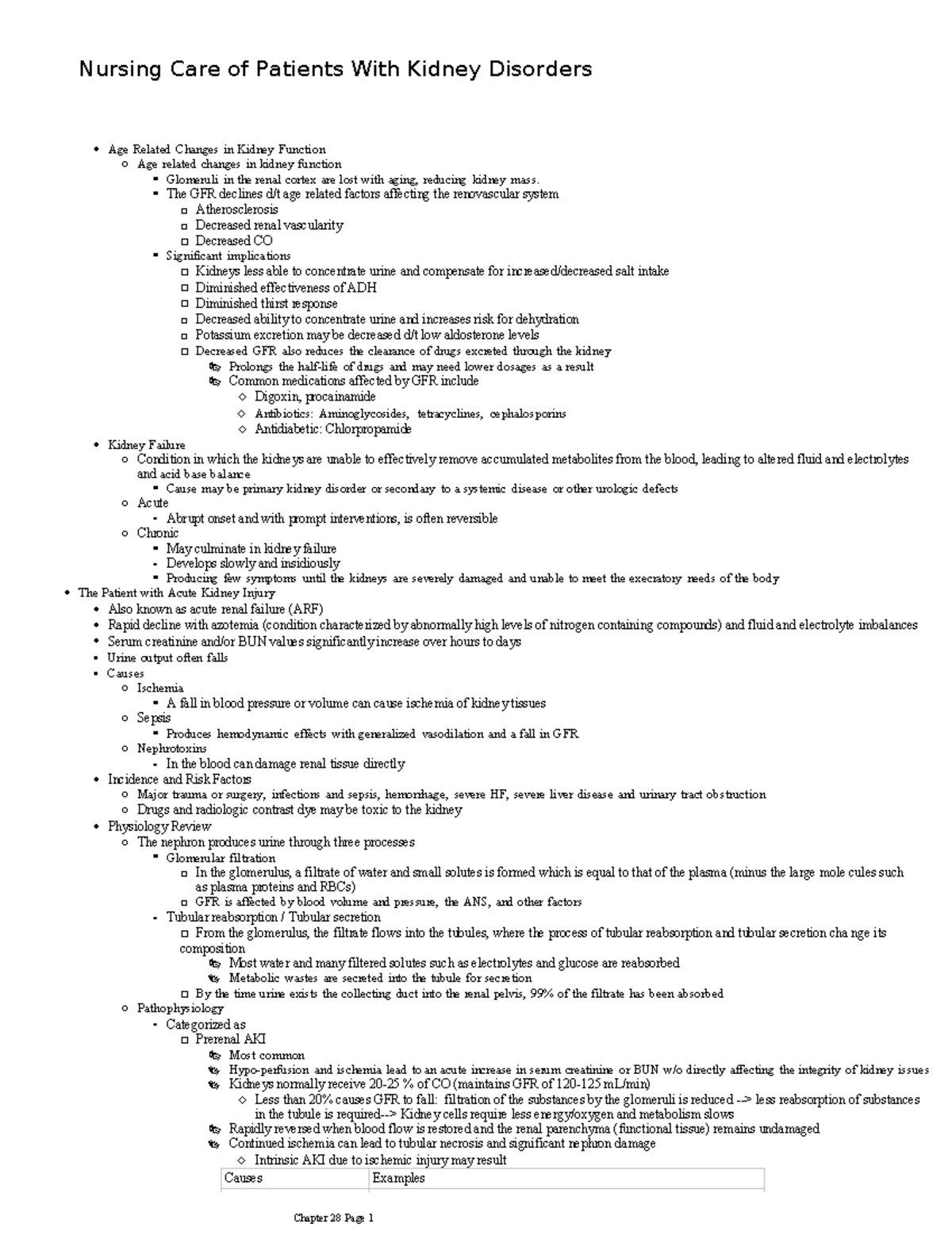 Chapter 28 Renal Disorders - Nursing Care of Patients With Kidney ...
