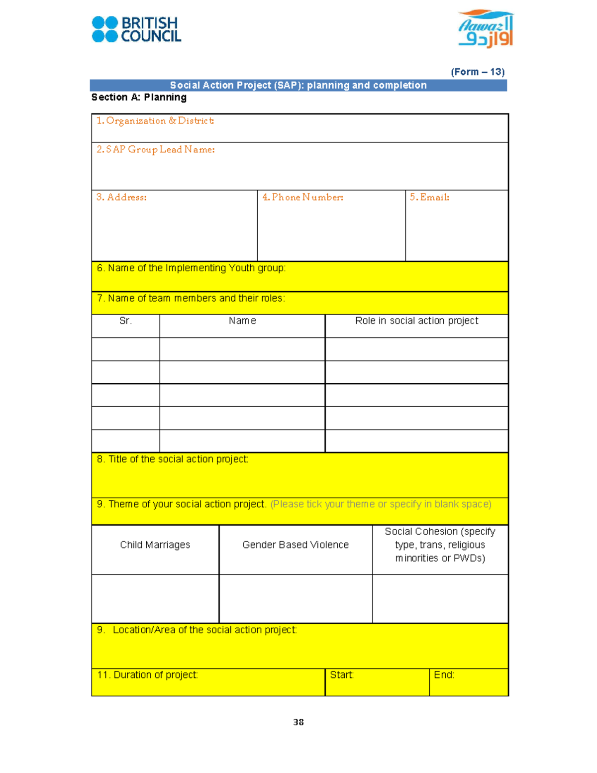 SAP-modifications - SAP-modifications - (Form – 13) Social Action ...