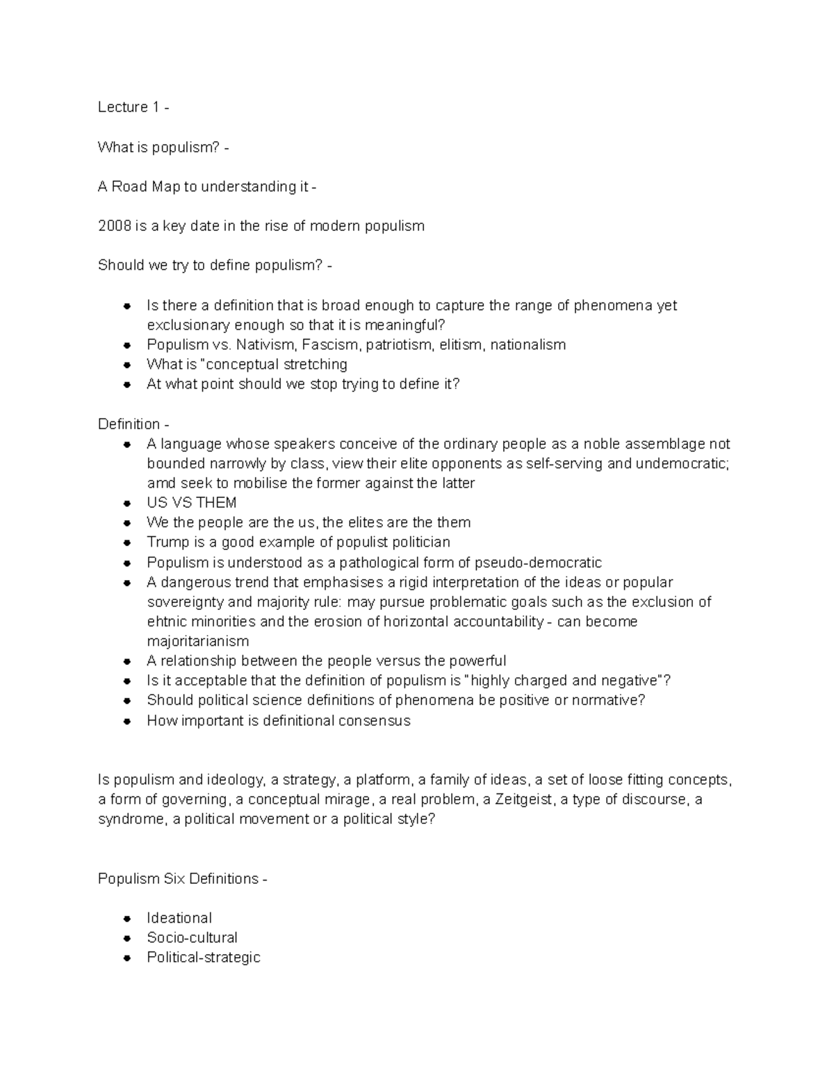 Populism and National Identity - Lecture 1 - What is populism? - A Road ...