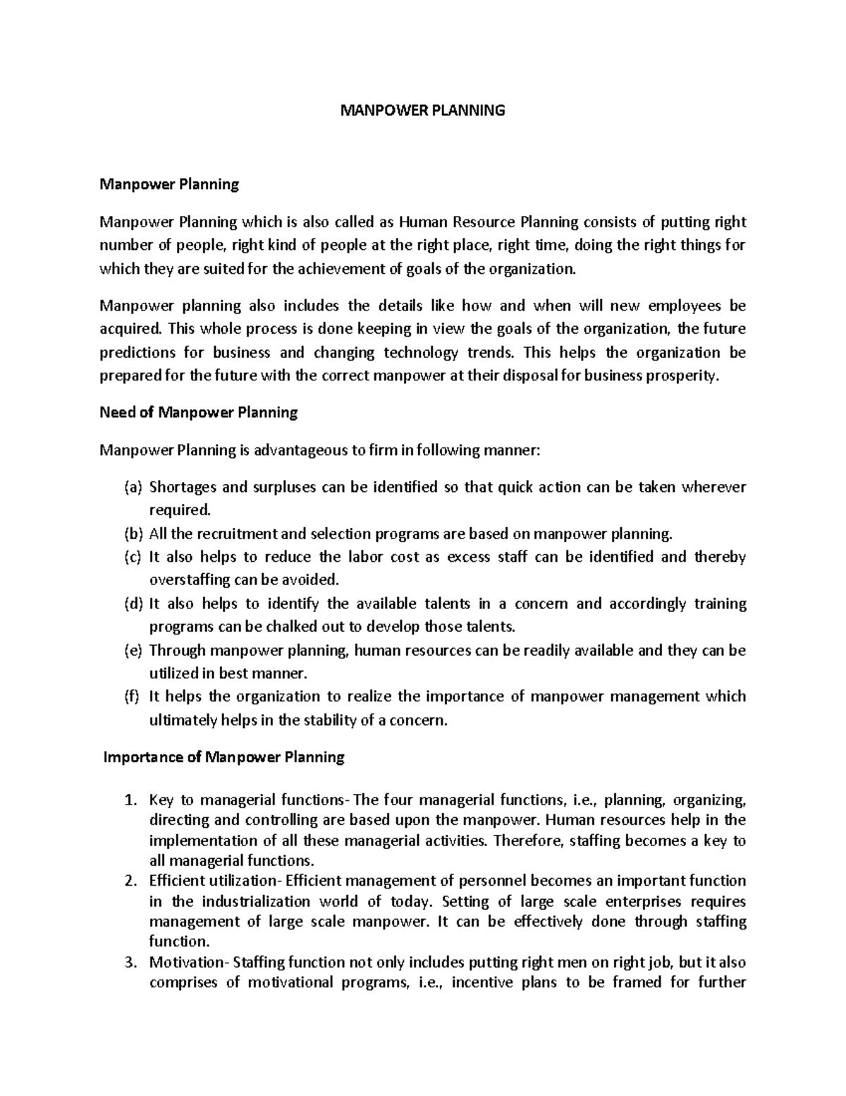 File 5e9b2cc814949 - It's lecture notes - MANPOWER PLANNING Manpower ...