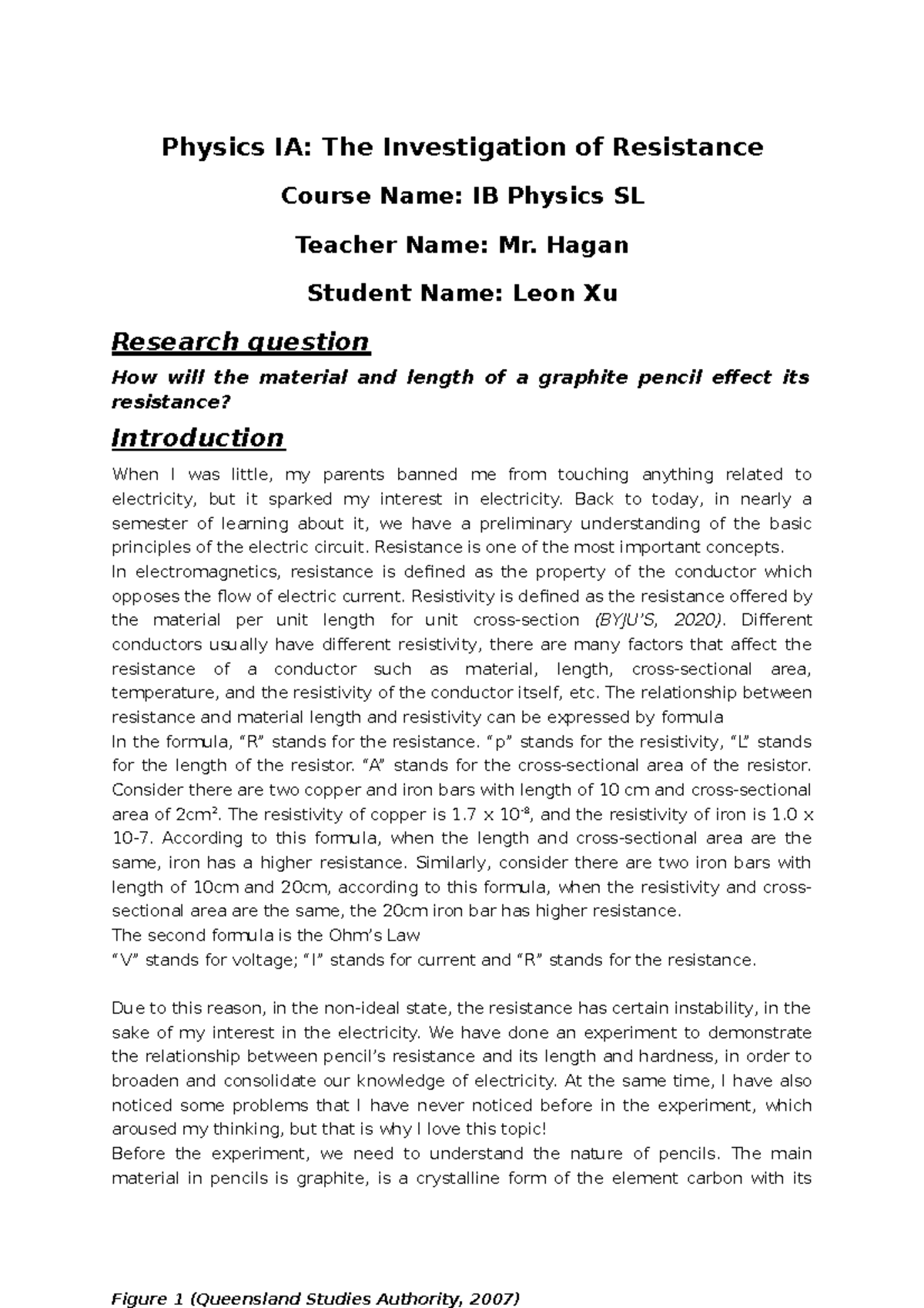 Physics ia resistance of pencil - Physics IA: The Investigation of ...