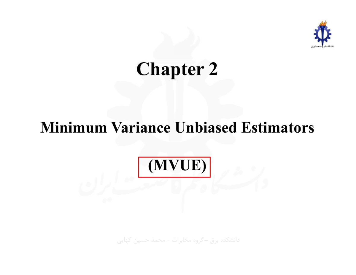 Est Ch2 Eng - Estimation theory - Studocu
