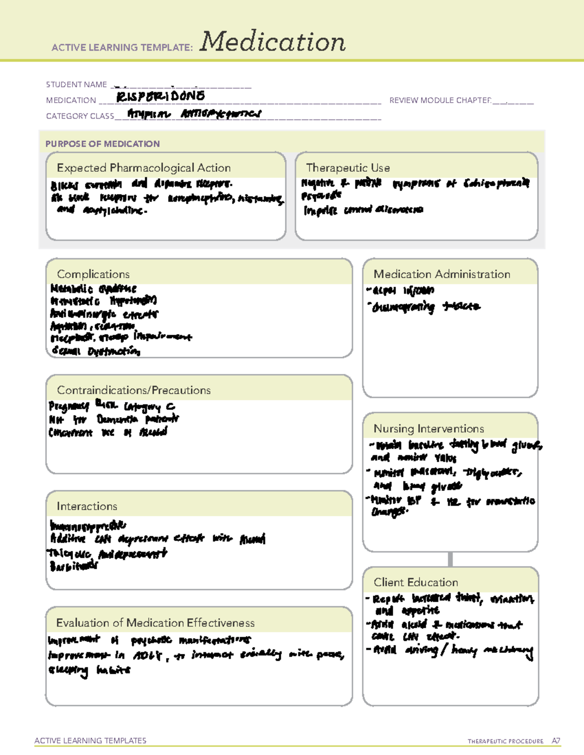 Risperidone - ACTIVE LEARNING TEMPLATES THERAPEUTIC PROCEDURE A ...