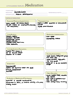 Phenelzine - ACTIVE LEARNING TEMPLATES THERAPEUTIC PROCEDURE A ...