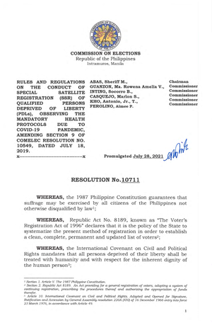 Comelec Resolution No,. 10798 - Communication For Corporations ...